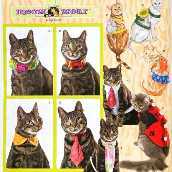 Simplicity | Office | Simplicity 357 Meow Wear Cat Fashions Collars Bow ...